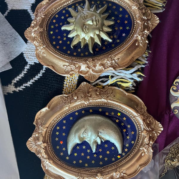 Man in the Moon Miniature Gold Ornate Frame, 90s Celestial Decor ...