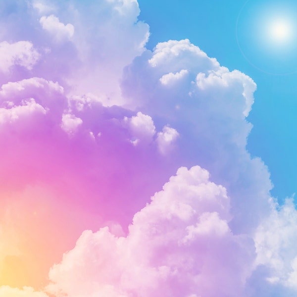 Pastel Clouds Sky Digital Paper Pack Backgrounds, Printable Scrapbook ...