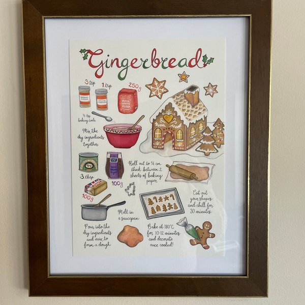 Gingerbread Recipe Illustration, Art Print, A5, A4, A3 - Etsy