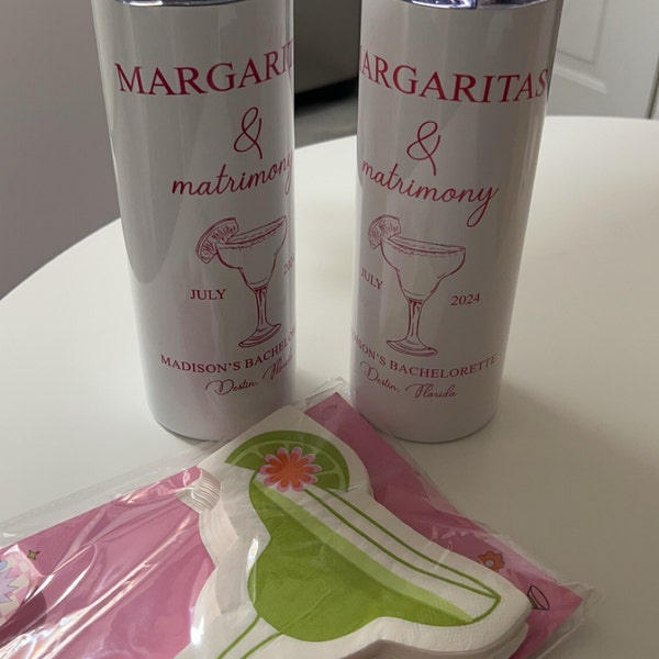 BACHELORETTE PARTY Cups Margs & Matrimony Cocktail Glass Ice Coffee ...