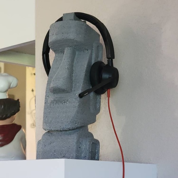 Moai Statue Headphone Rack! Easter Island Statue Headset Hanger. Heads ...