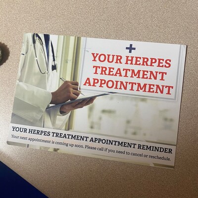 Prank Postcard Herpes Treatment Appointment Reminder Pranks Practical ...