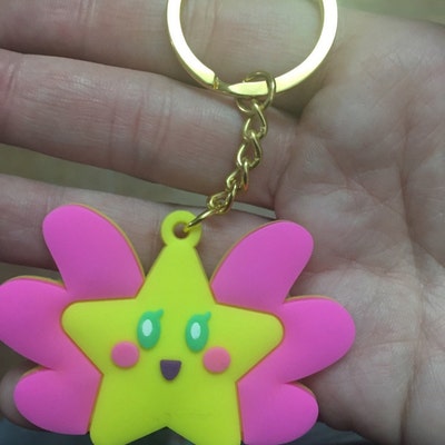PVC rubber Lucky Kawaii Star Gold Key Chain - Etsy