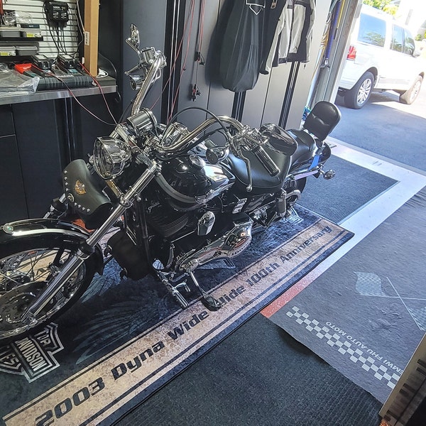 Garage Mat Design for Ride the Style, Feel the Vibe Motorcycle Mat ...