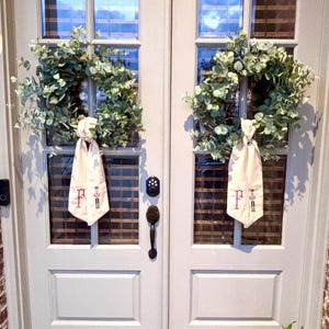 Monogrammed Christmas Wreath Sash, Embroidered Sash, Christmas Sash ...