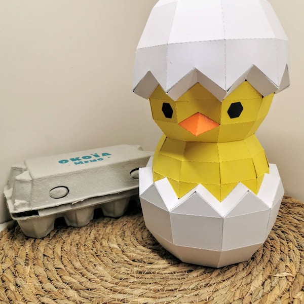 Chick in Egg Papercraft 3D DIY Low Poly Paper Crafts Easter Decor Model Template - Etsy