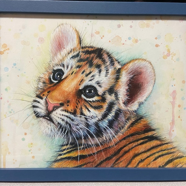 Tiger Art Print, Tiger Wall Art, Baby Tiger Watercolor Painting, Baby ...