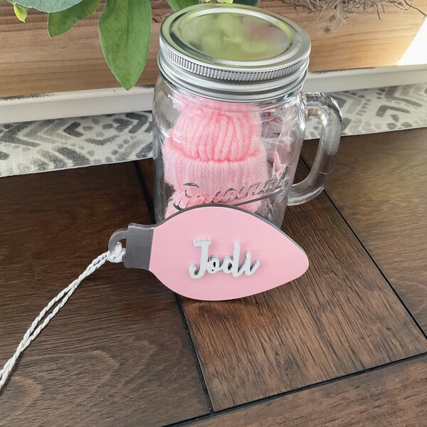 Christmas Lights Name Tags / Wooden Name Tags / Stocking Tags ...