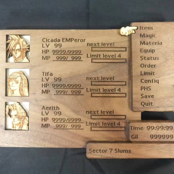 Custom Wooden Final Fantasy 7 Menu Screen With Characters You Can Pick ...