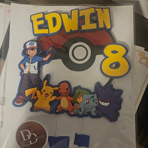 Custom Pokemon Birthday Cake Topper - Layered & 3D Cake Topper ...