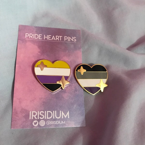 PRIDE Nonbinary Enby Sparkling Heart Emoji Enamel Pin - Etsy UK