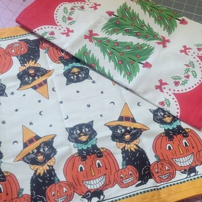 MODA 100% Light Weight Cotton Toweling Fabric Retro Looking Very Cherry ...