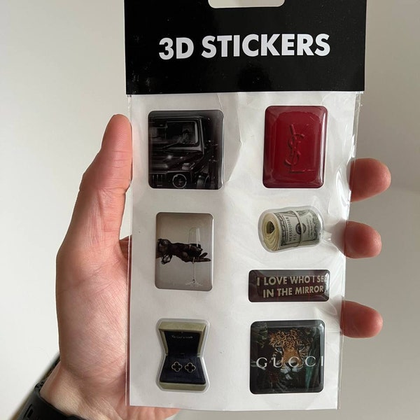 3D Stickers "black Edition" Set of 8 Stickers - Etsy