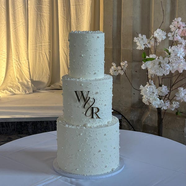 Personalised Calligraphy Acrylic Mirror Initials Letter Set Cake Charm ...