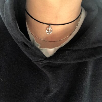 Peace Sign Choker Necklace 90's Grunge Boho Vibe - Etsy