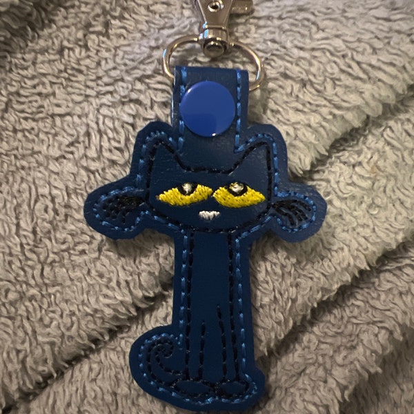 Pete the Cat Keychain Keyfob Embroidered Fob - Etsy