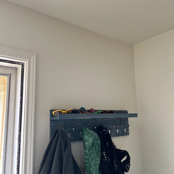 Wall Mounted Entryway Coat Rack With Ledge, 5 Hook Colors, 18 Finish ...