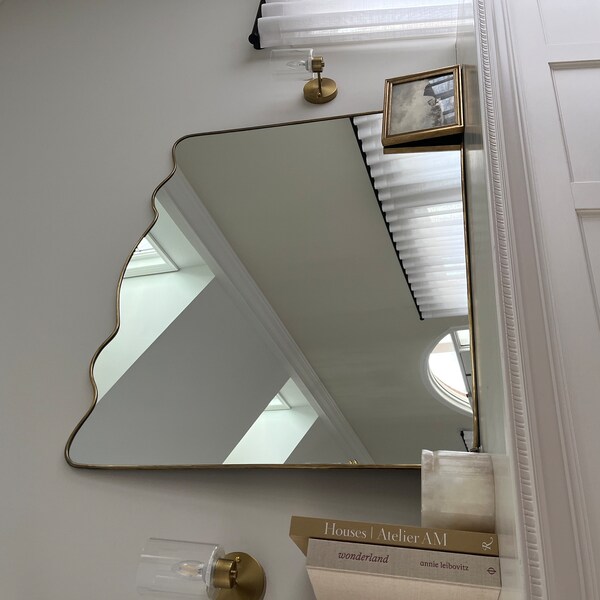 Asymmetrical Wavy Rectangle Mirror Home Decor Bathroom Modern Wall ...
