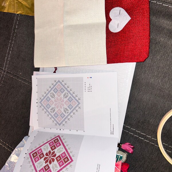 Palestinian Embroidery Cross Stitch DIY Tatreez Kit- 5in Hoop With 4 ...