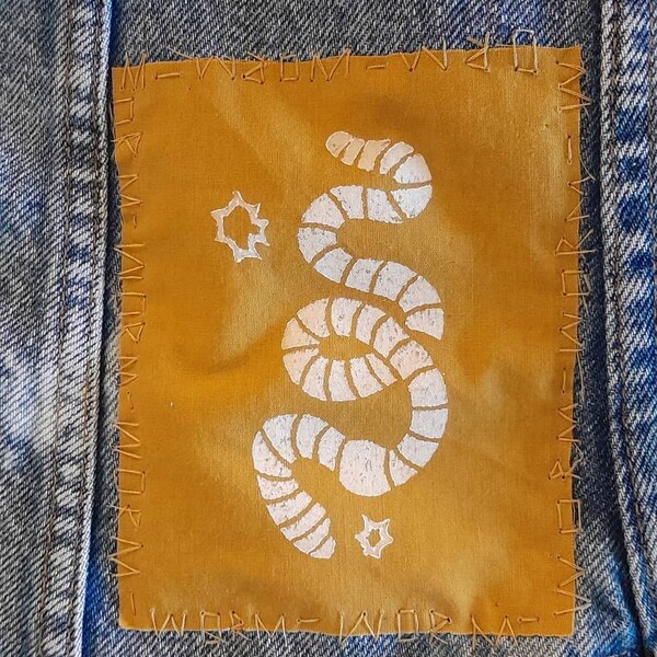 Worm Patch | Fabric Block Print Jacket Patch - Etsy