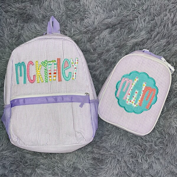 Monogram Applique School Backpack, Personalized Bookbag, Personalized ...