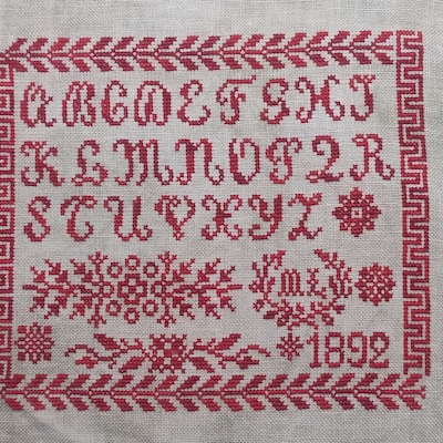 1892 M L French Red Alphabet Reproduction Sampler PDF Downloadable ...