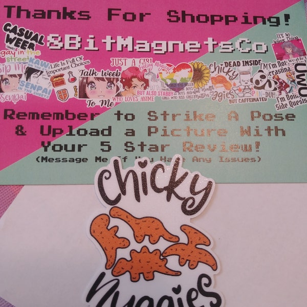 Chicky Nuggies Sticker - Dino Chicken Nuggets Sticker - Funny Food ...