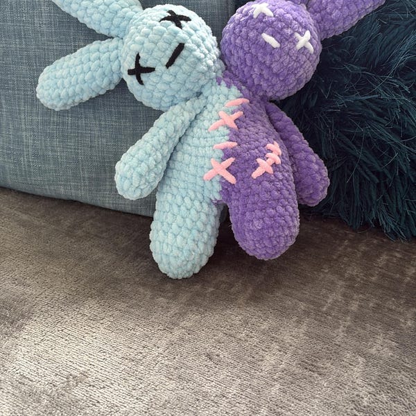 Bunny Plush No Sew Crochet Pattern Cute Kawaii Keychains Rabbit ...