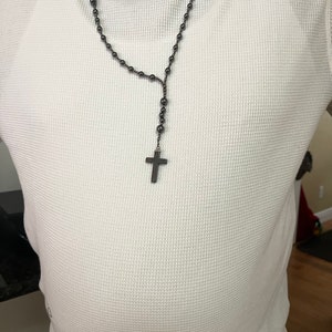 Mens BLACK Onyx 24 Rosary Papal Cross Ferula Catholic - Etsy