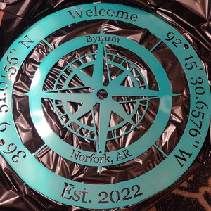 Personalized Compass Metal Sign Custom Coordinates Sign - Etsy