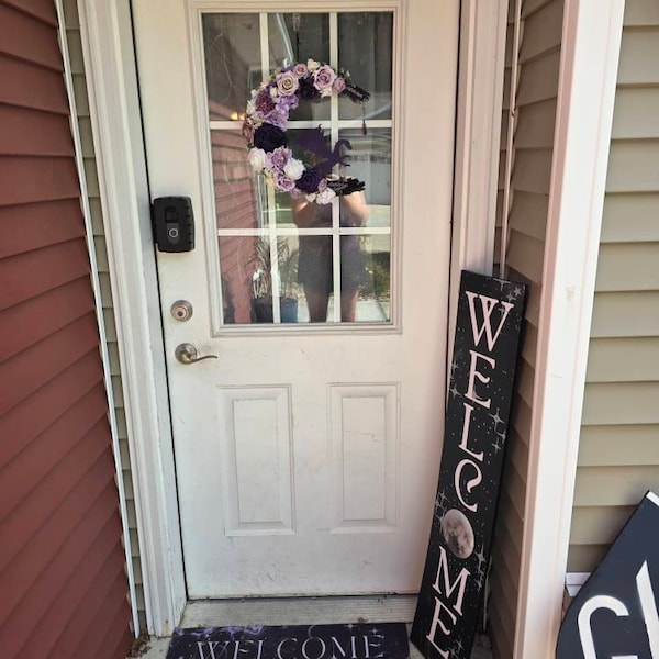 Christmas Moon Wreath. Gothic Cat Moon Wreath. Witchy Crystal Wreath ...