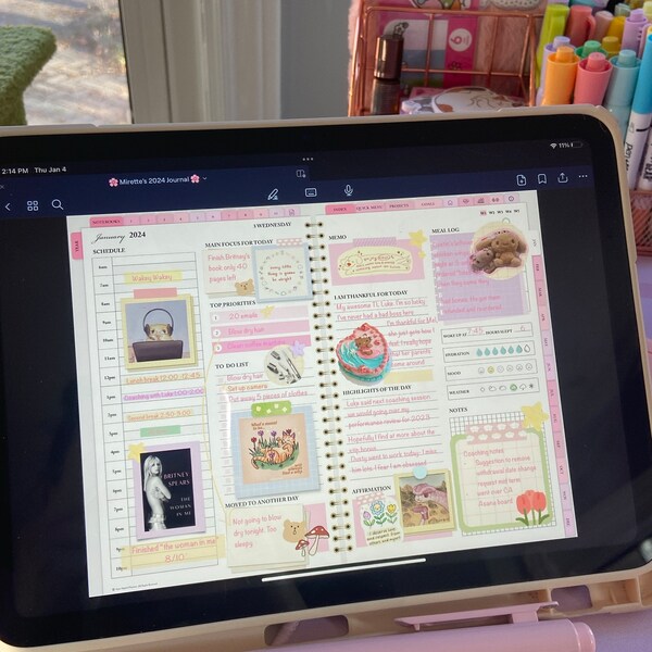 Undated Digital Planner, Pink Digital Journal, Goodnotes Planner, iPad ...