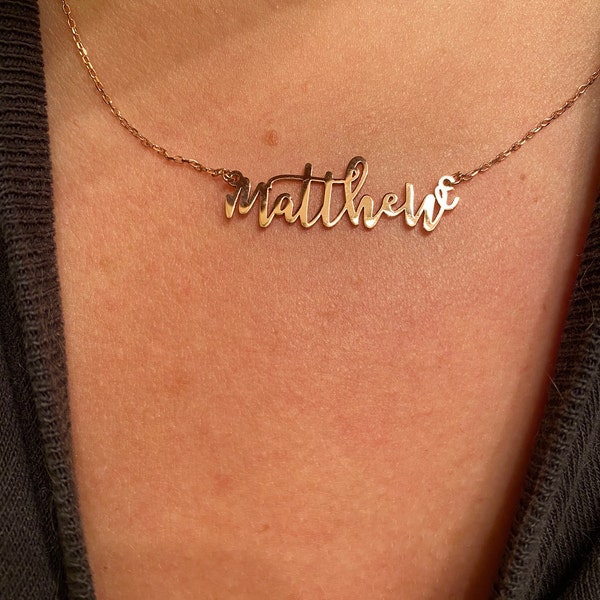 Custom Name Necklace, Custom Word Necklace, Gold Personalized Word ...