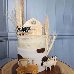 Farm Cake Topper Set Farm Yard Farm Party Birthday Wooden Cake Topper ...