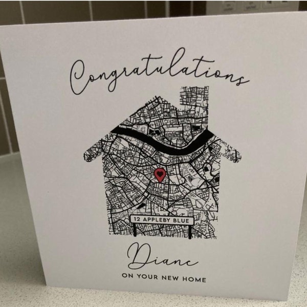 Personalised New Home Card, Map Card, Happy New Home Card ...