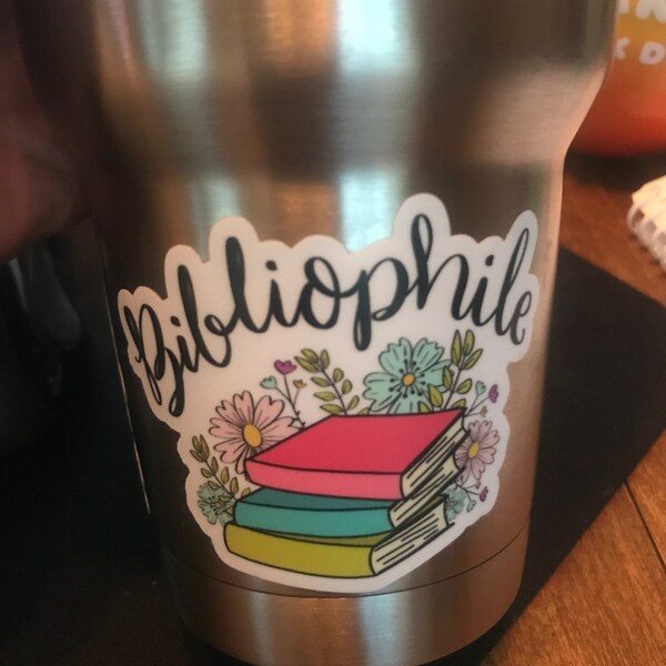 Bibliophile Book Stack Vinyl Sticker, Bookish Vinyl Decal, Hand ...