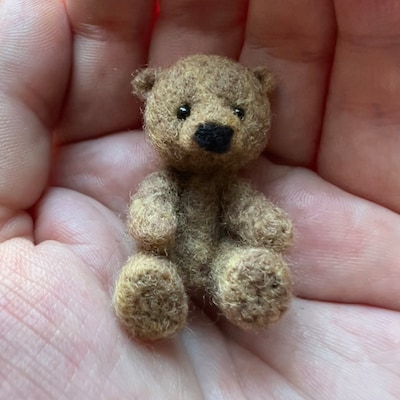 Miniature Teddy Bear Needle Felted White Wool Teddy Bear - Etsy