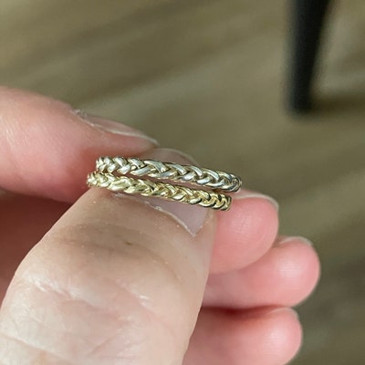 Trinity Wedding Ring, Unique Braided Wedding Band, Tricolor Gold Ring ...