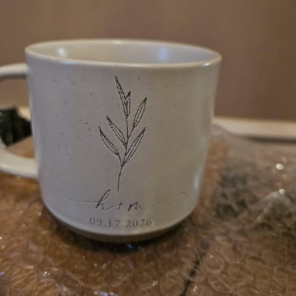 Personalised Engraved Engagement Pottery Mug, Custom Wedding Mugs ...