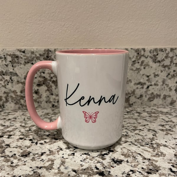 Custom Text Mug Personalized Name Mug Cute Pink Mug Design Your Own Mug ...