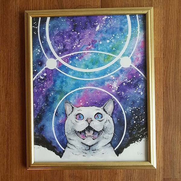 Space Cat Art, Space Art, Galaxy Print, Cat Art, Celestial Art, Space ...