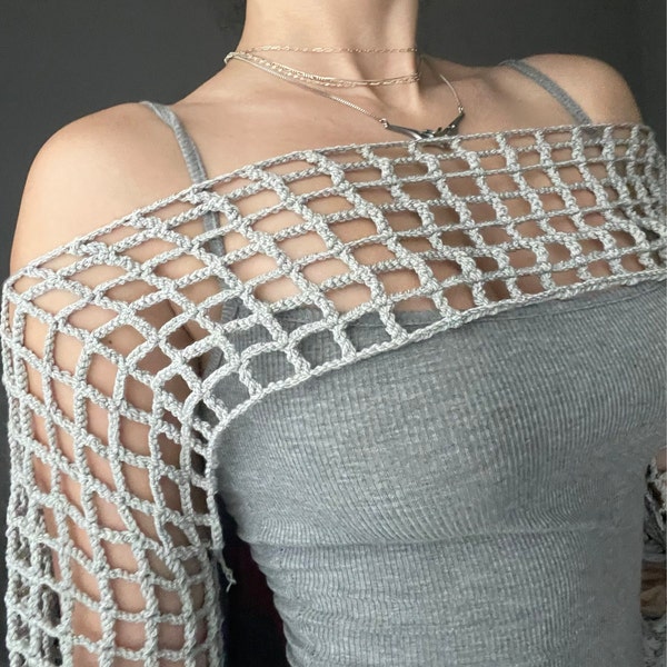 Y2k Crochet Knitted Crop Top Hollow Out Fishnet Jumper Smock Top 2000s ...