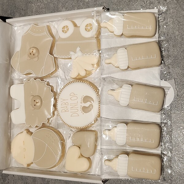 Personalised New Baby Iced Biscuits, Set of 12 Baby Shower Biscuits ...