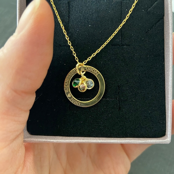 Personalized Gold Birthstone Necklace Women Name Necklace With ...
