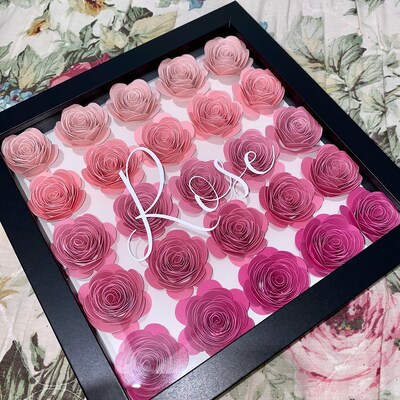 8x8 Gray Ombré Rose Shadowbox Perfect for Graduation of High School ...