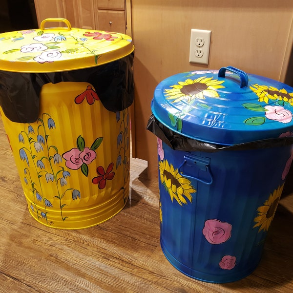 Hand Painted 20gal. Garbage/trash Cans 23" X 17" - Etsy