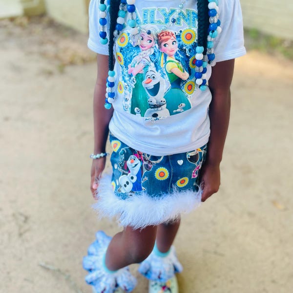 FROZEN Denim Set - FROZEN Denim Outfit - FROZEN Birthday Outfit - Etsy