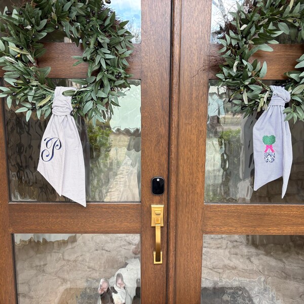 Monogrammed Wreath Sash St Patty Front Door Bow Sash Gift Housewarming ...