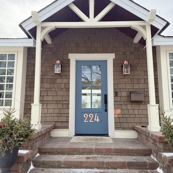 Arts and Crafts Copper House Sign With Oak Frame in 4"/100mm High ...