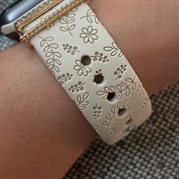 Flower and Leaves Watch Band 38mm 40mm 41mm 42mm 44mm 45mm S/M M/L ...